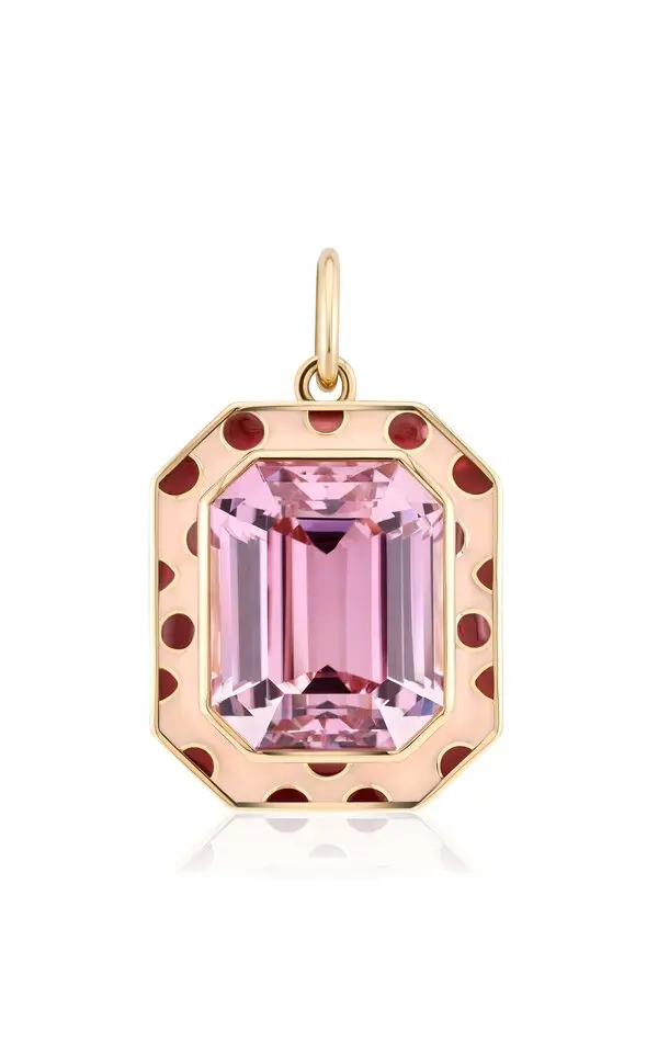 HOUSE JANOLO 18kt Yellow Gold Kunzite Orchid Pendant - Pink