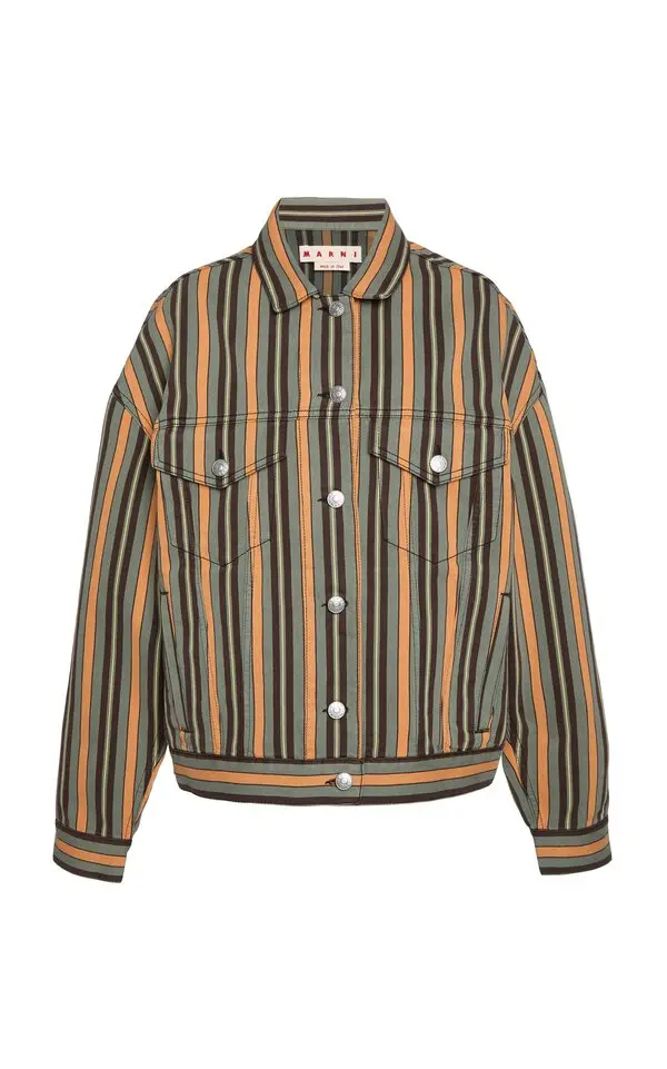 Marni Stripped Cotton-blend Woven Jacket