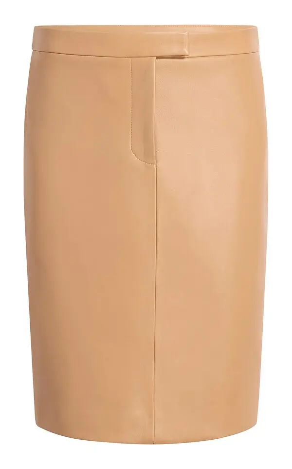 Khaite Cindy Plonge Leather Pencil Skirt - Nude