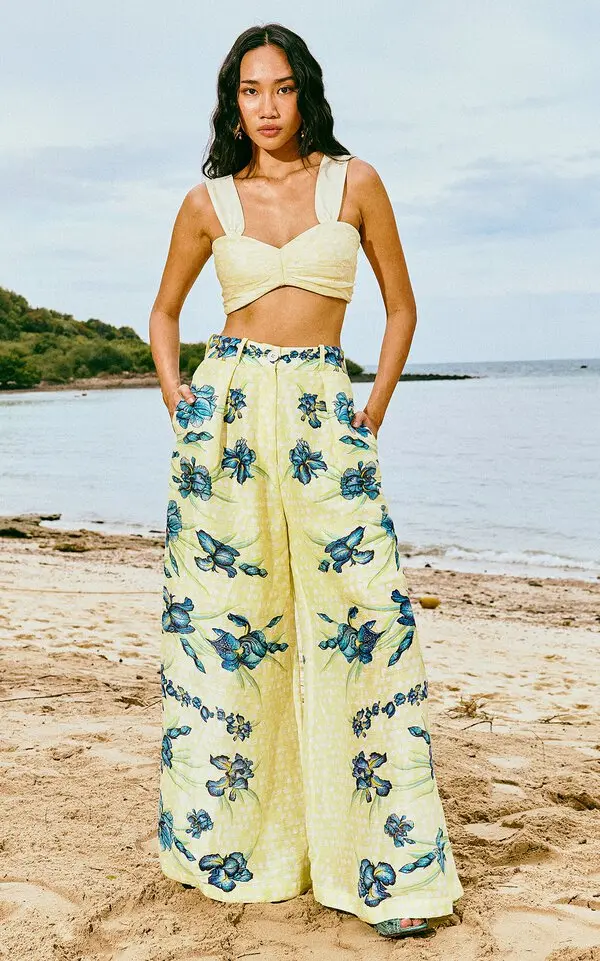 LA FUORI Citrine Linen-silk Bra Top