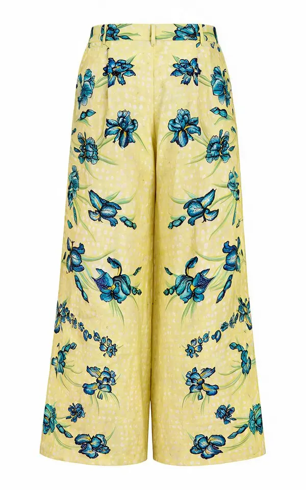 LA FUORI Citrine Iris Linen-silk Pants
