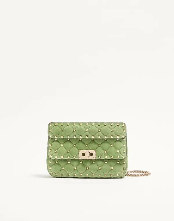 Valentino Garavani Rockstud Spike Small Suede Bag - Mint