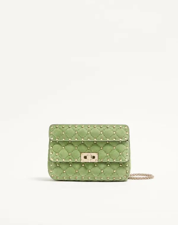 Valentino Garavani Rockstud Spike Small Suede Bag - Mint