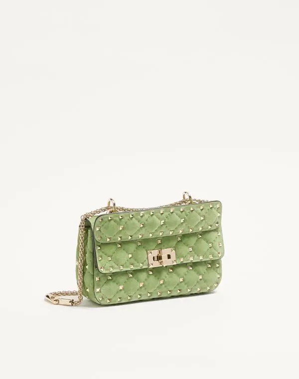 Valentino Garavani Rockstud Spike Small Suede Bag - Mint