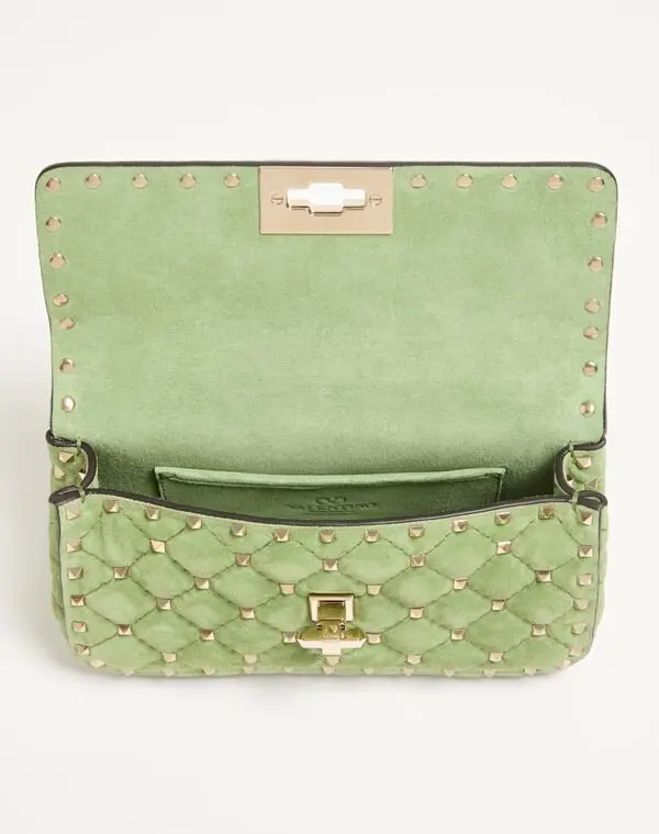 Valentino Garavani Rockstud Spike Small Suede Bag - Mint