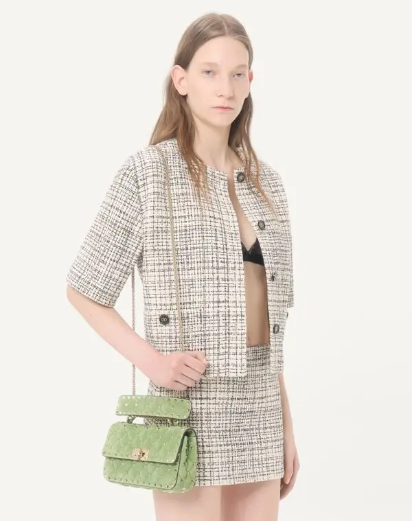 Valentino Garavani Rockstud Spike Small Suede Bag - Mint