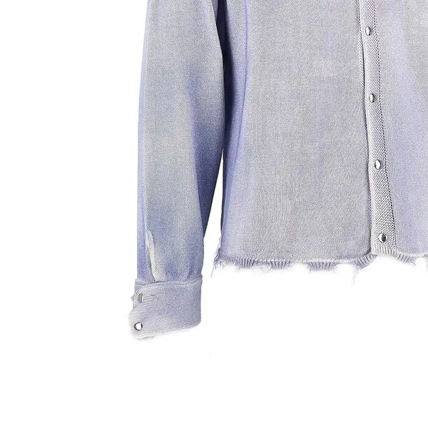 AMARANTO Distressed-effect Knitted Overshirt