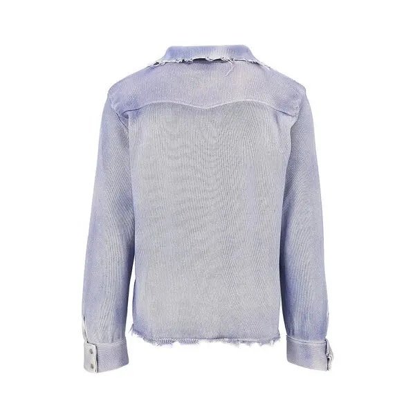 AMARANTO Distressed-effect Knitted Overshirt