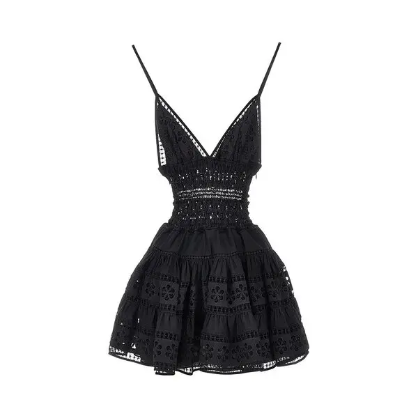 Charo Ruiz Ibiza Ica" Mini Dress With Embroidered Lace - Black