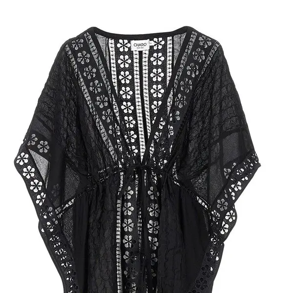 Charo Ruiz Ibiza Maie Cotton Voile Kaftan With Embroidered Floral Motif