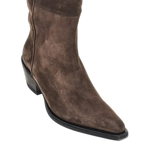 Khaite Clive Suede Leather Western Boots - Brown