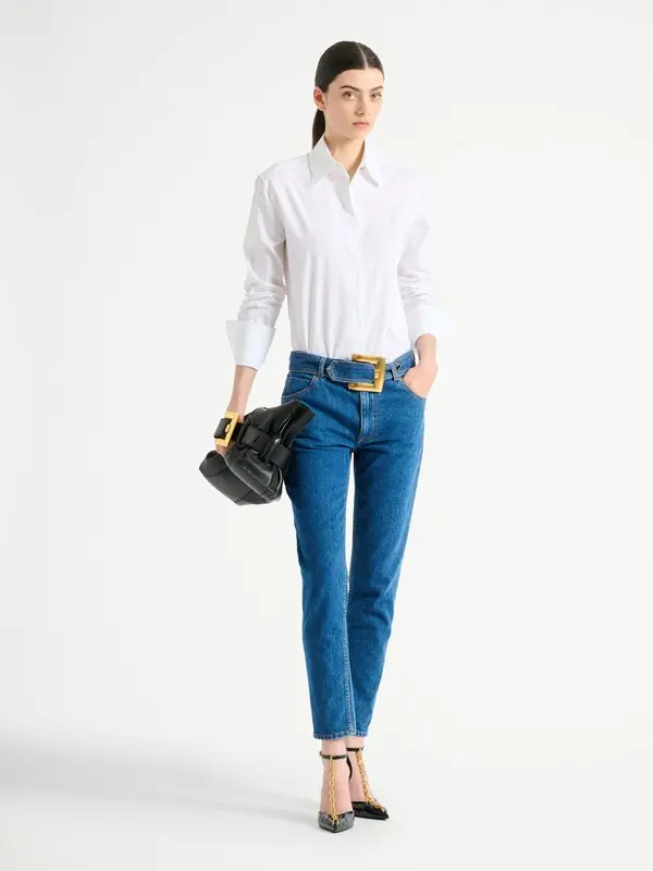 Balmain High-waisted Belted Denim Jeans