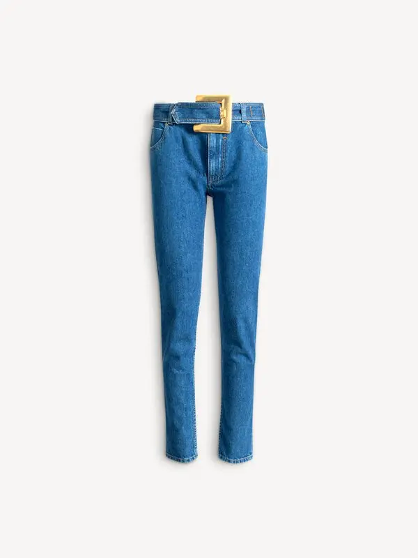 Balmain High-waisted Belted Denim Jeans