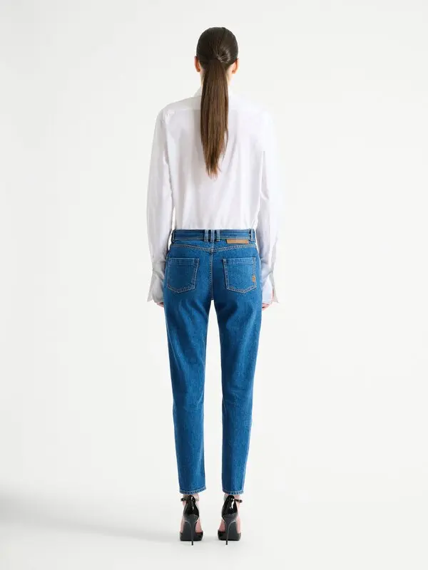 Balmain High-waisted Belted Denim Jeans