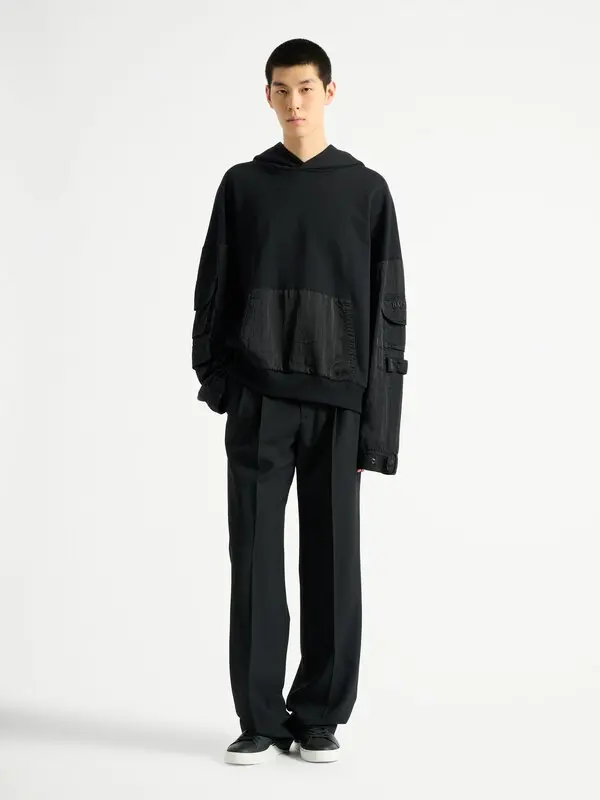 Balmain Textured Nylon Utility Hoodie