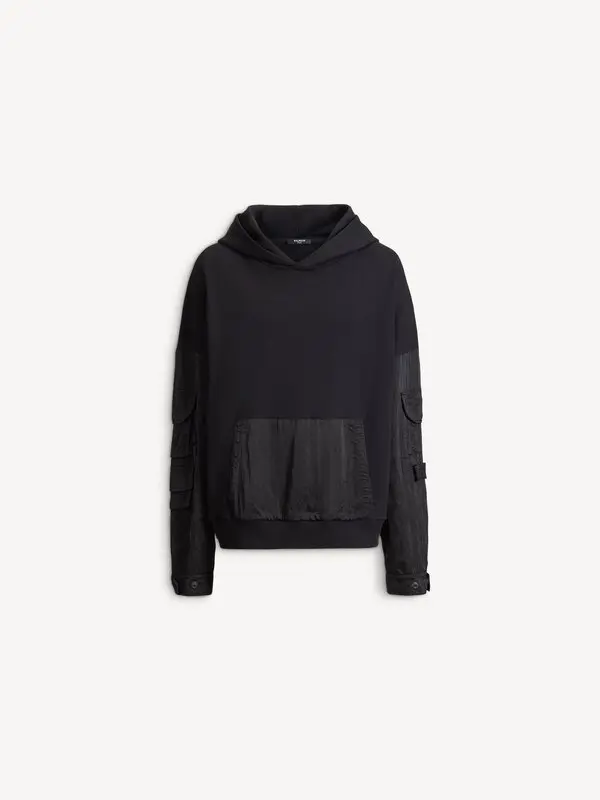 Balmain Textured Nylon Utility Hoodie