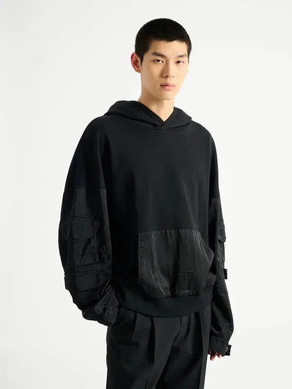 Balmain Textured Nylon Utility Hoodie