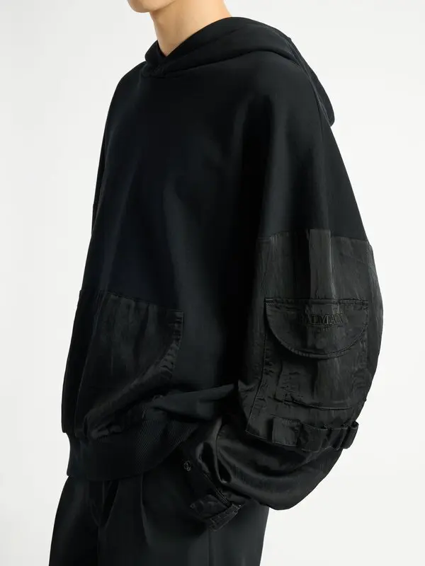 Balmain Textured Nylon Utility Hoodie