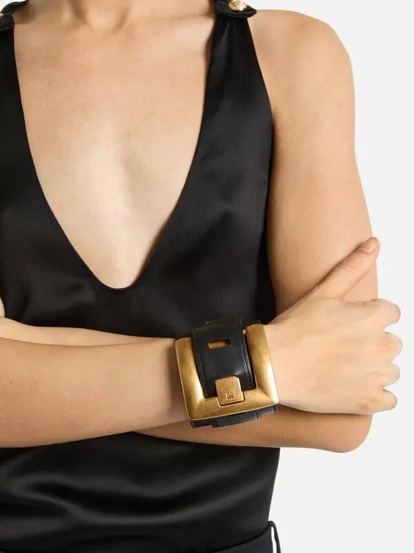 Balmain Anthem Buckled Leather Bracelet