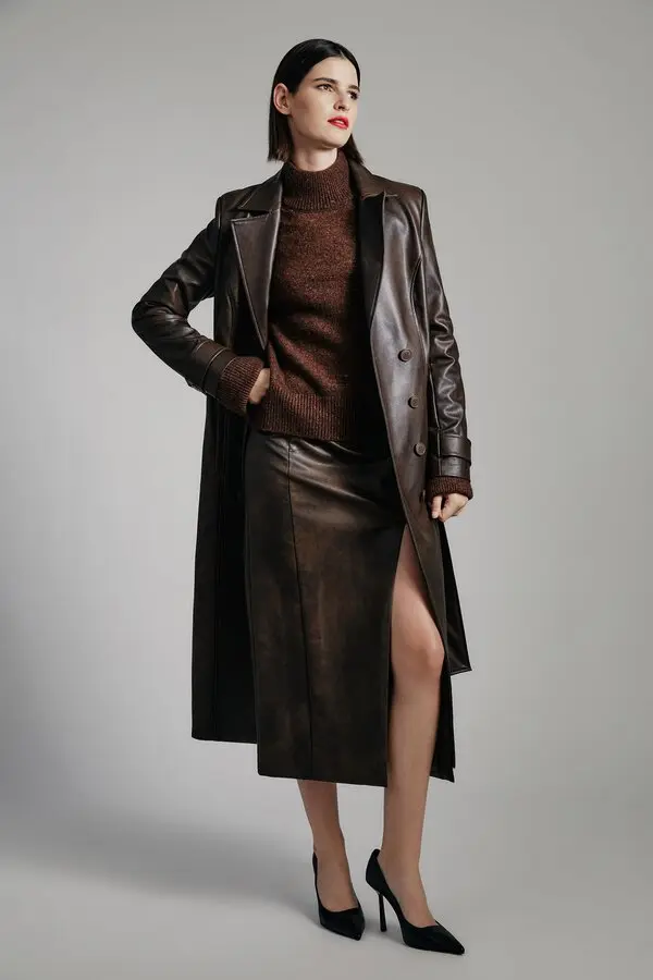 Bardot Dante Vegan Leather Midi Skirt
