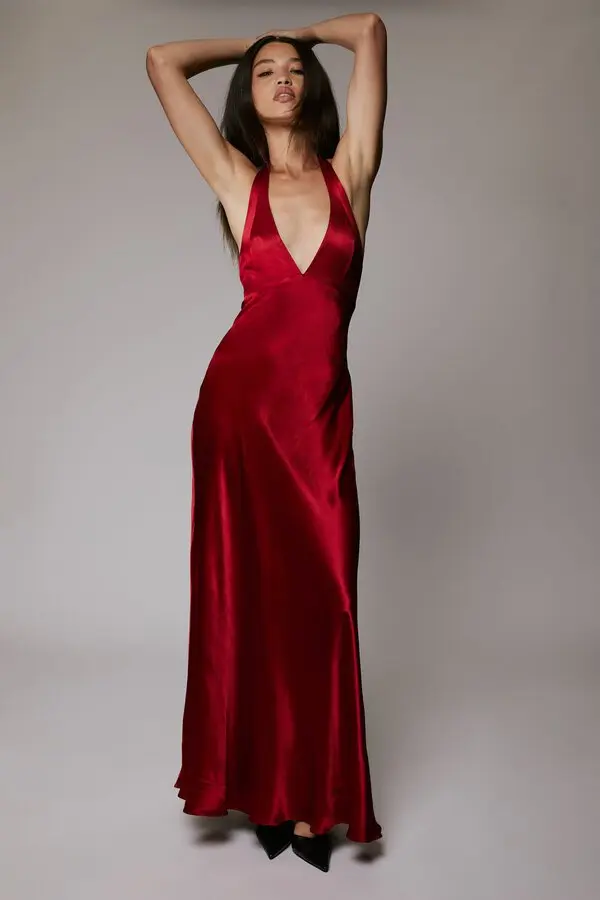 Bardot Magdalene Halter Dress - Deep Red