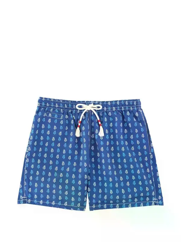 MC2 SAINT BARTH Leaf-print Swim Shorts - Blue