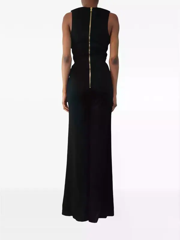 Balmain Wrap Sleeveless Jumpsuit With Gold-tone Hardware