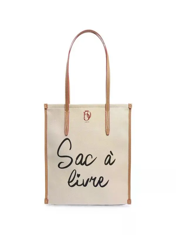 LANCEL Canvas Leather Trimmed Tote Bag