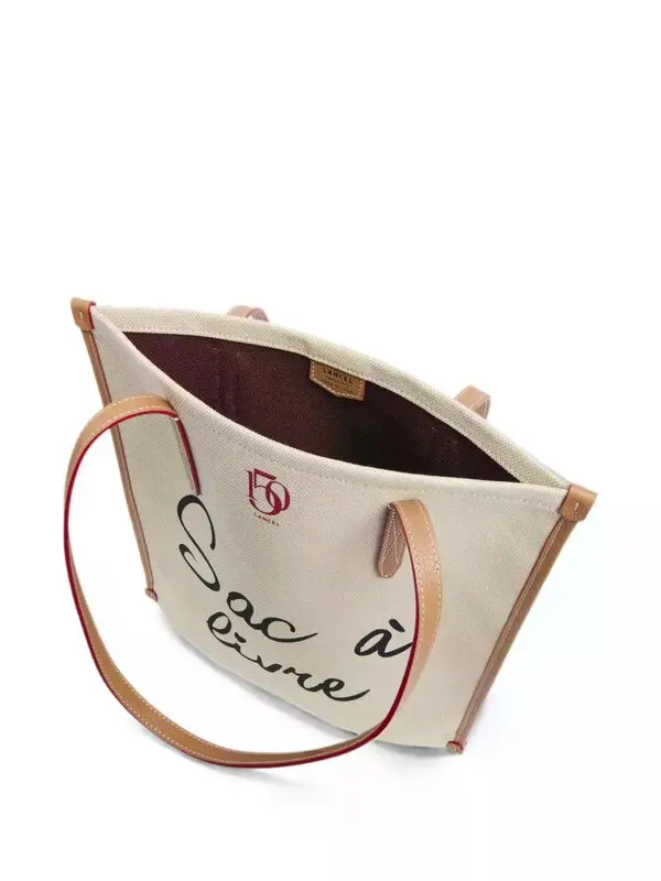 LANCEL Canvas Leather Trimmed Tote Bag
