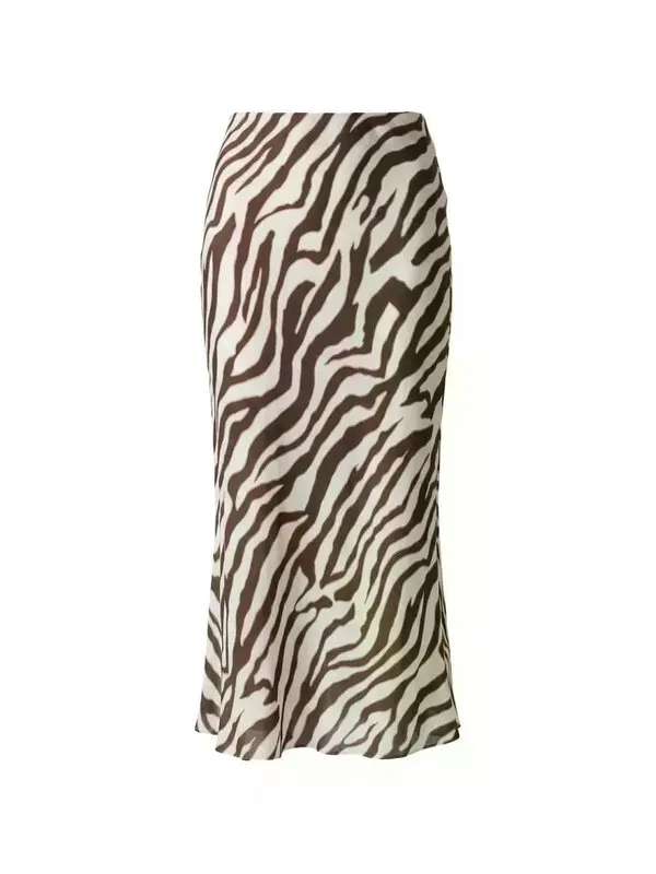 TOCCIN Zebra-print High-waisted Maxi Skirt