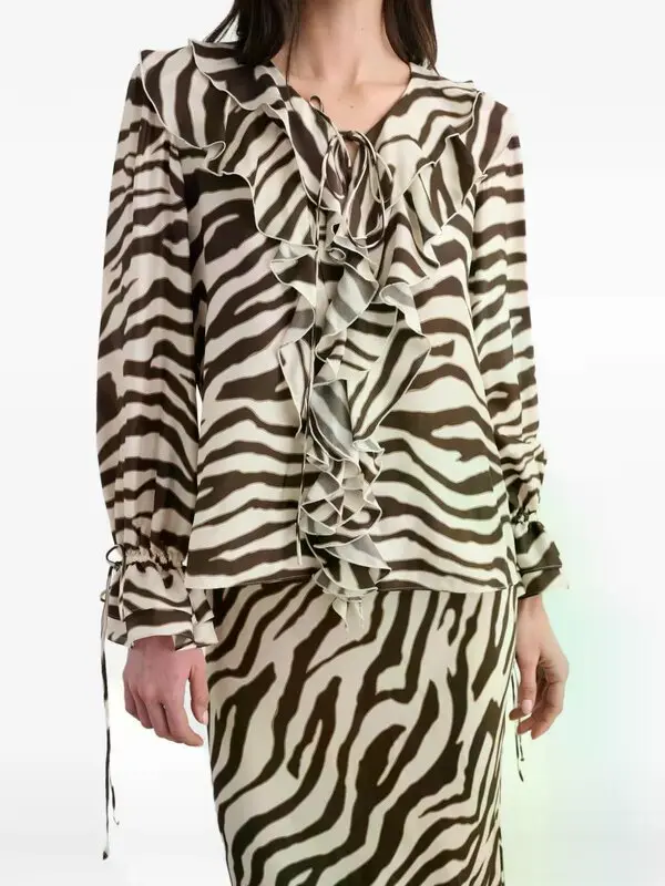 TOCCIN Zebra-print High-waisted Maxi Skirt