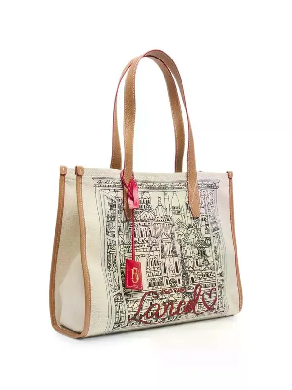 LANCEL Graphic Print Canvas Tote Bag