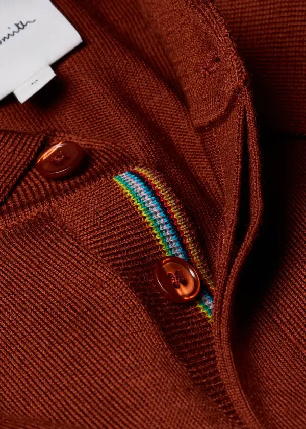 Paul Smith Rust Brown Washable Merino Wool Polo Shirt