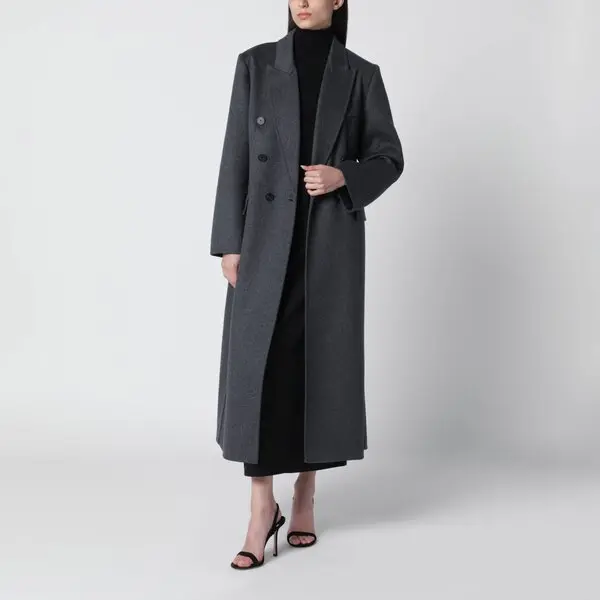 Victoria Beckham Double-breasted Mélange Wool And Cashmere Coat - Grey