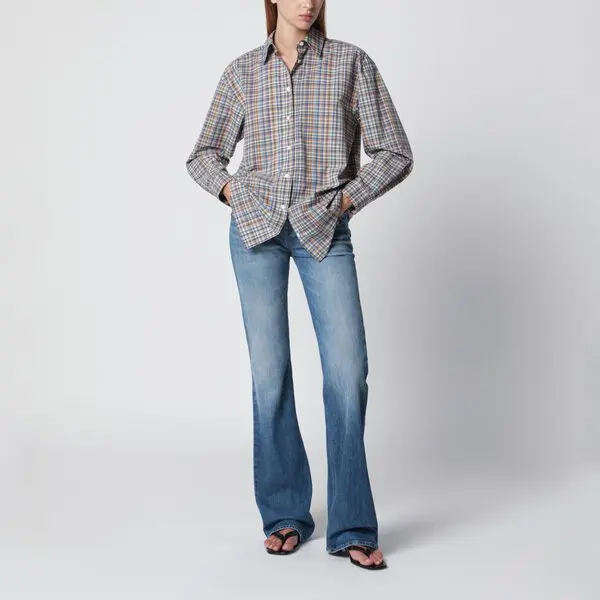 TOTEME Oversized Checked Organic Cotton Shirt - Blue