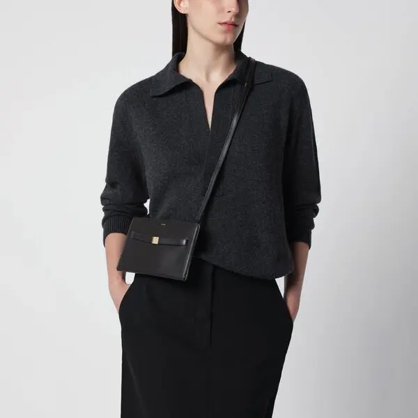TOTEME Leather Crossbody Bag With Belt Detail - Black
