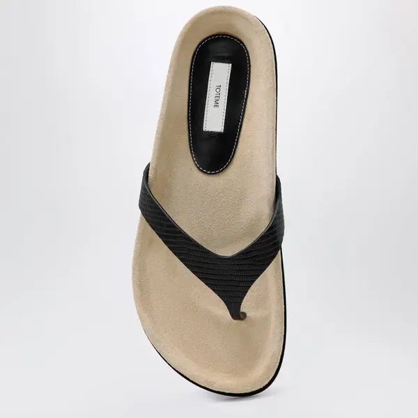TOTEME Lizard-effect Leather Flip-flops - Black