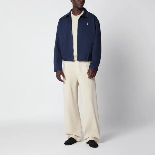 Polo Ralph Lauren Navy Zip-up Jacket In Cotton