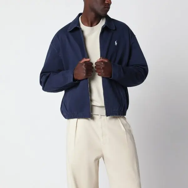 Polo Ralph Lauren Cotton Zip-up Jacket With Embroidered Logo - Blue