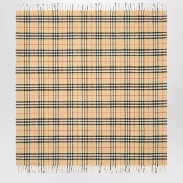 Burberry Sand Check Wool Scarf - Beige
