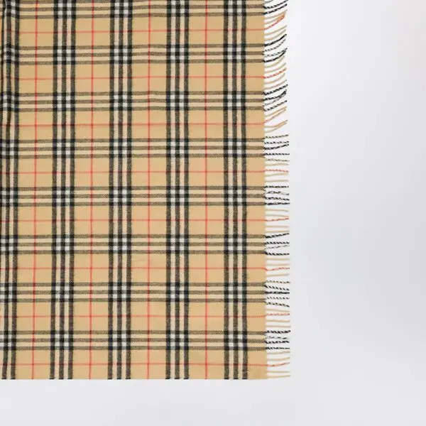 Burberry Sand Check Wool Scarf - Beige