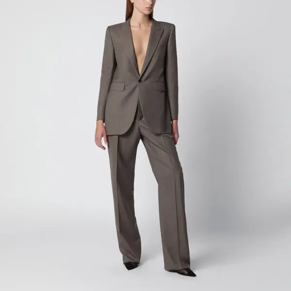 Saint Laurent Taupe Virgin Wool Single-breasted Jacket