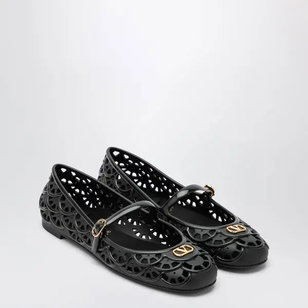 Valentino Garavani Vlogo Signature Rubber Ballet Flats - Black