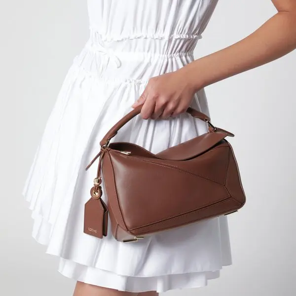 Loewe Small Puzzle Featherlight Bag In Nappa Leather - Brown