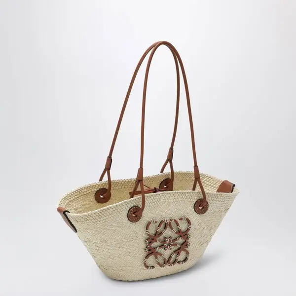 Loewe Small Anagram Basket Bag In Iraca Palm And Leather