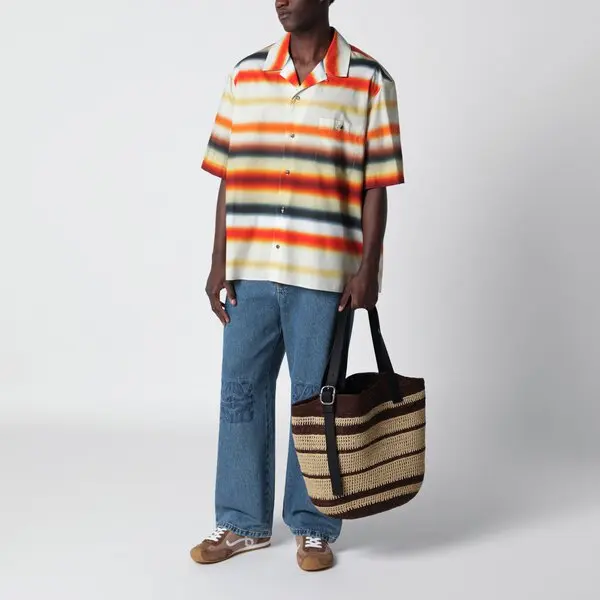 Loewe Striped Raffia Loop Bag