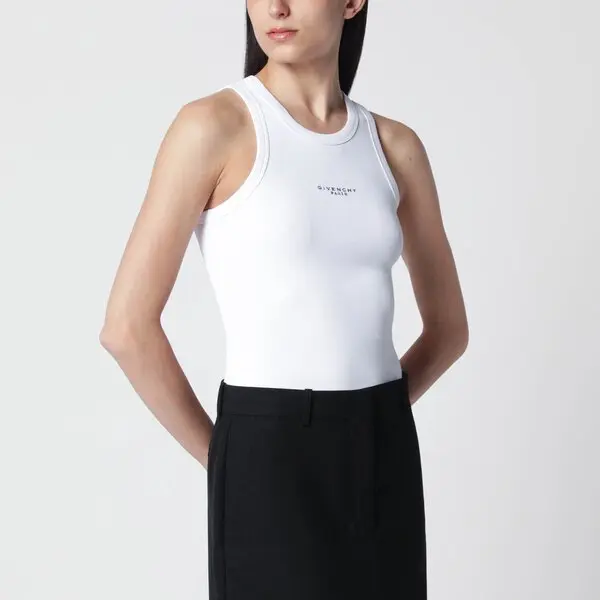 Givenchy Slim-fit Ribbed Tank Top With Logo - White