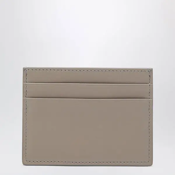 Dolce & Gabbana Taupe Leather Card Holder With Logo Plaque