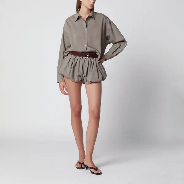 THE FRANKIE SHOP Arlen Boxy Cropped Checked Shirt - Beige