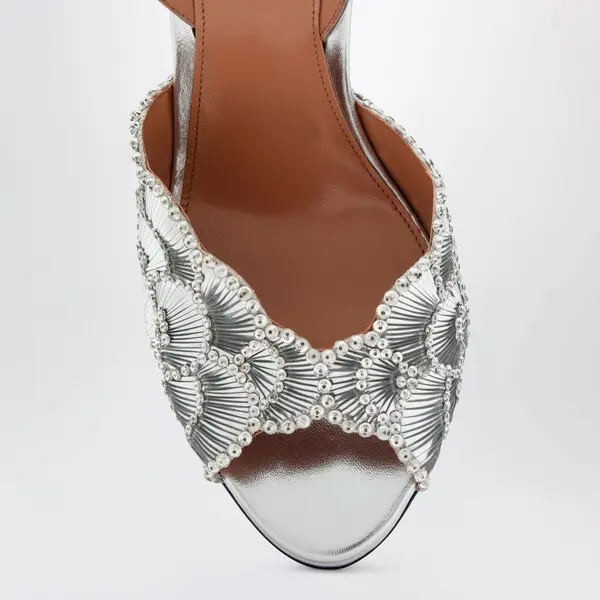 AQUAZZURA Metallic Leather Stiletto Sandals - Metal